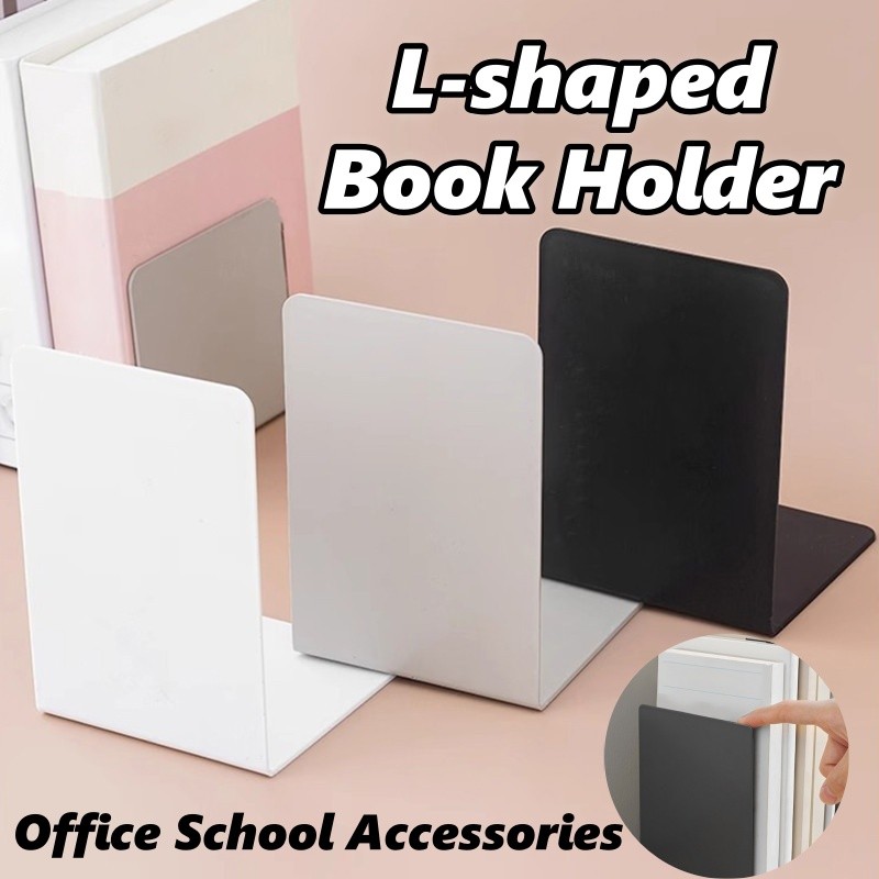 Metal L-Shape Bookends Heavy Duty Desktop Book Holder Organizer for ...