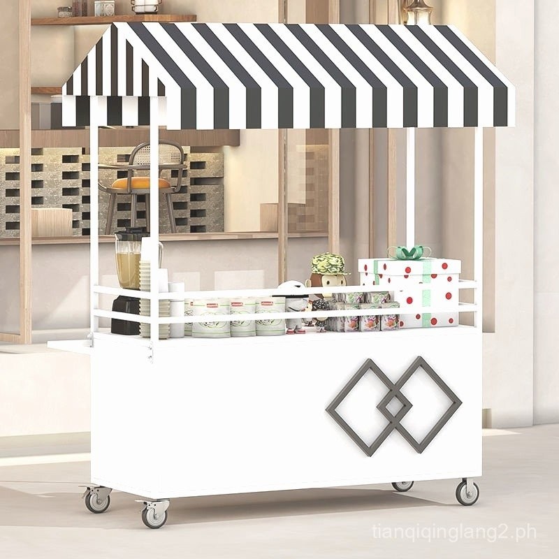 Outdoor Iron Art Stall Cart Mobile Street Food Cart Display Stand Mall ...