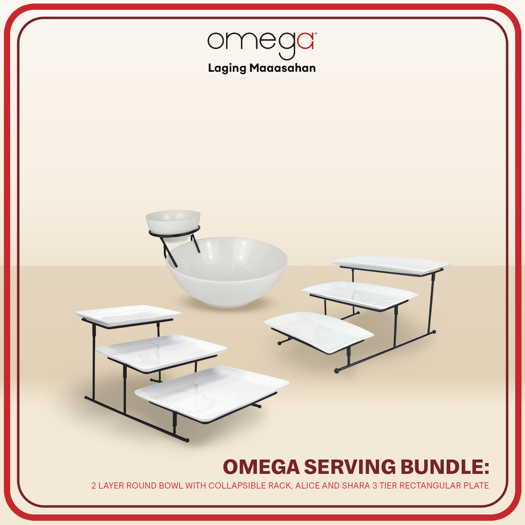 Omega Serving Bundle: Jazz 2 Layer Round Bowl, Alice and Shara 3-Tier ...