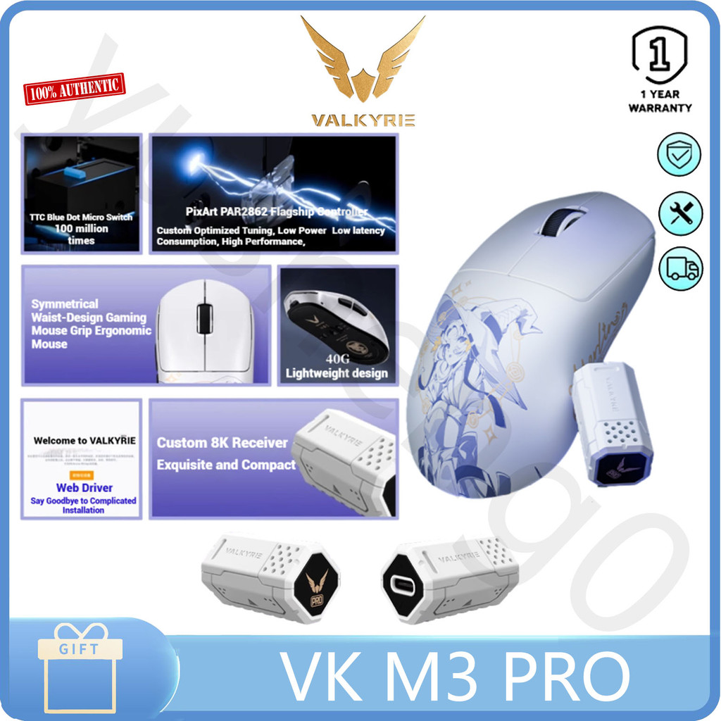 VALKYRIE VK M3 PRO Wired / 2.4G / Bluetooth triple-mode gaming mouse ...