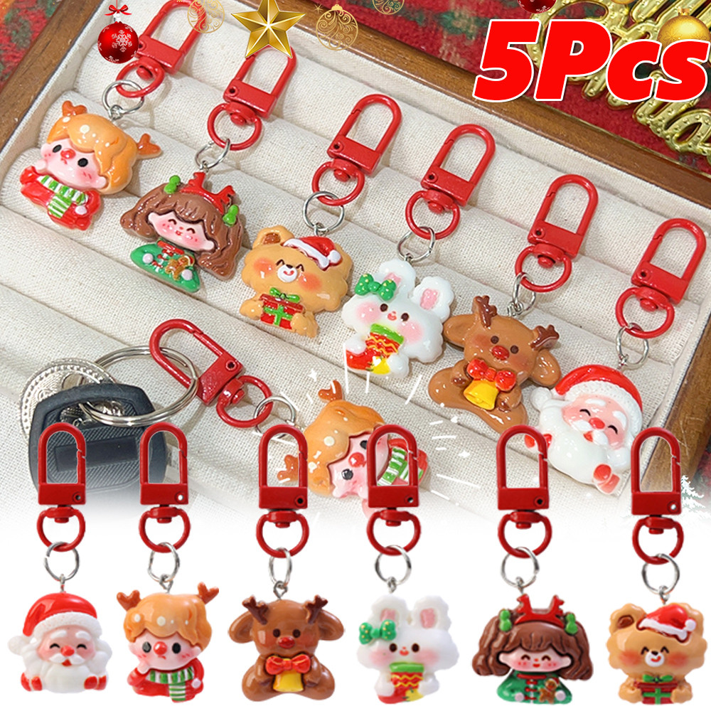 1-5Pcs Christmas Keychains for Women Bag Charms - Santa Claus Elk Car ...