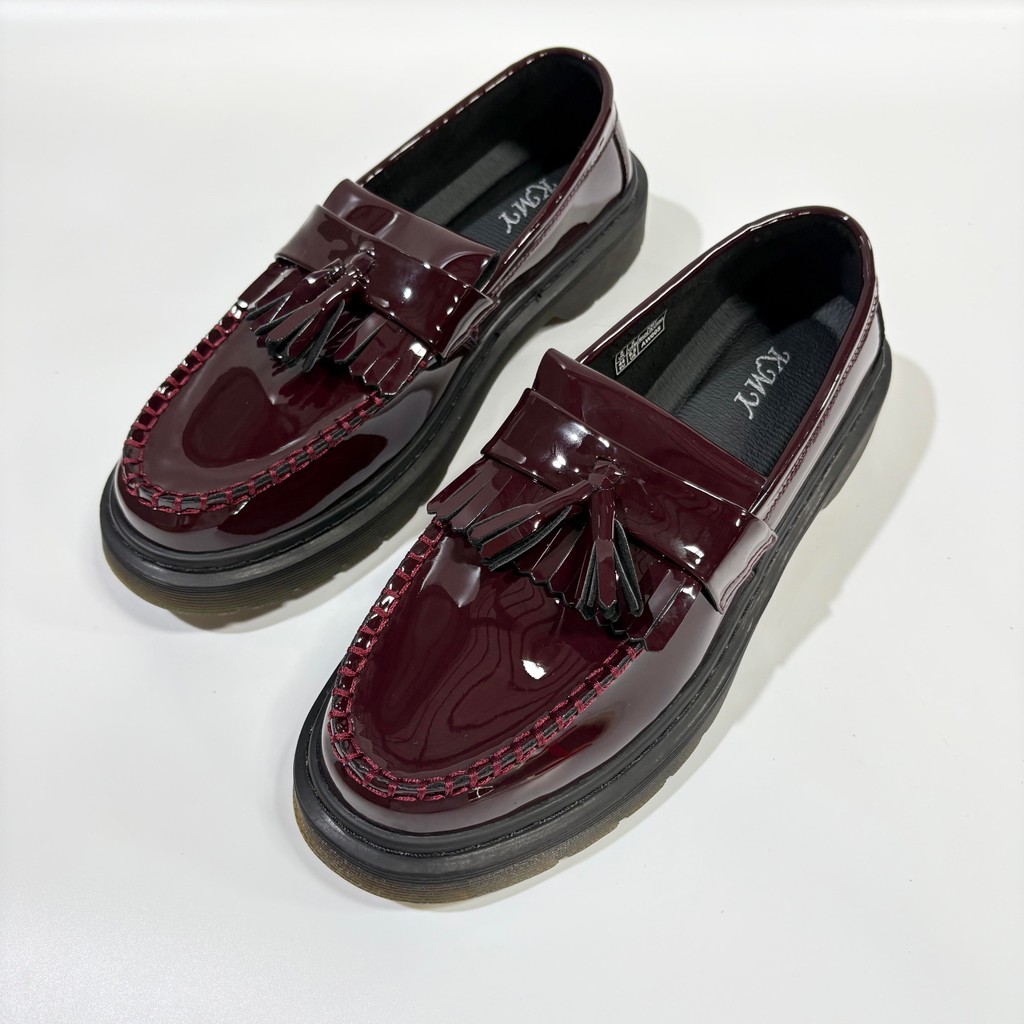 KMY New Cherry Red Color slip-on women men Tassel Design Shoes cowhide ...