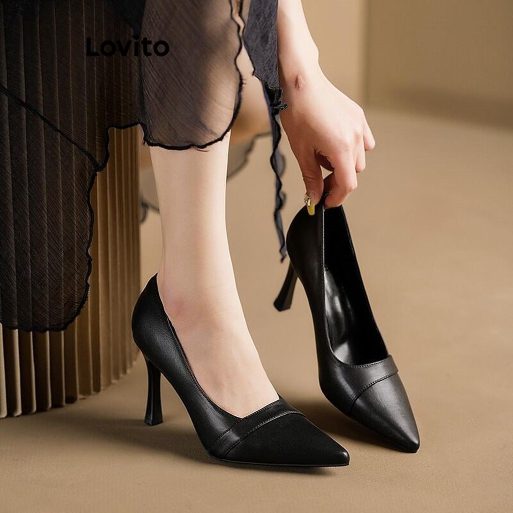 Lovito Women Elegant Plain Simple French Heels LFA66262 | Shopee ...