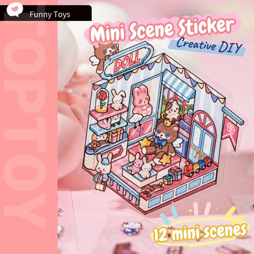 Super Mini 3D Landscape Sticker Book Kawaii Mini Scene Stickers ...