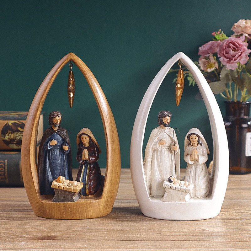 [Lexa Home] Nativity Scene Figurine Belen Resin Holy Family Statue with ...