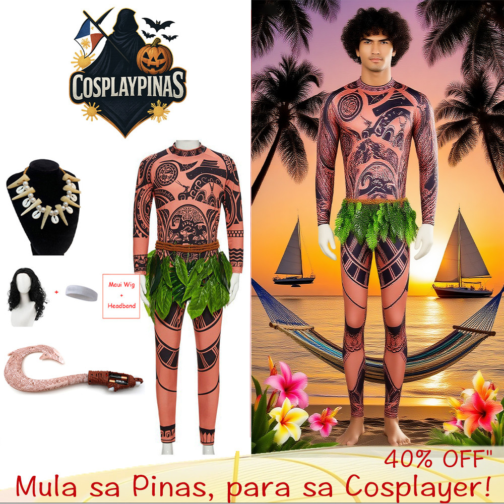 Halloween Moana Maui Cosplay Costume for Adults Men Archer Outfits with ...
