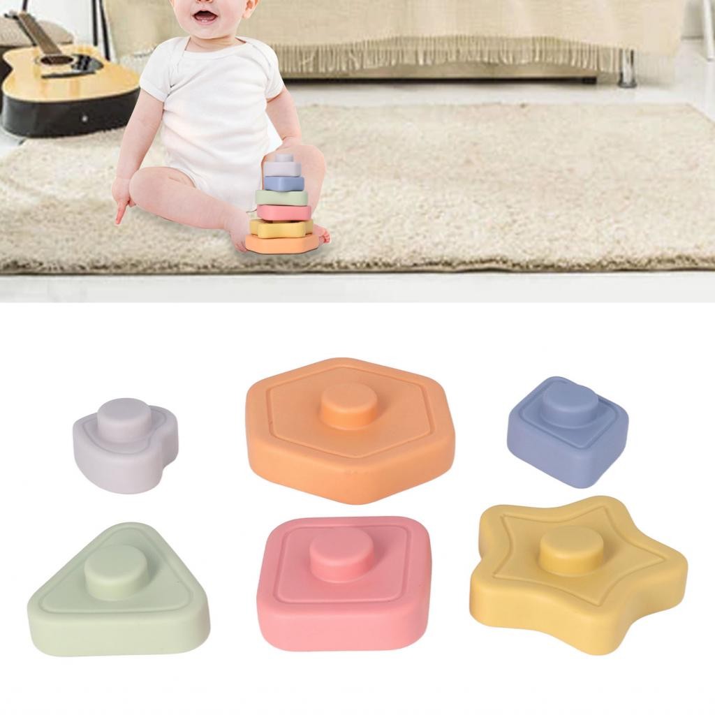Rubycode Soft Stacking Towers 6 PCS Building Ring Stacker Different ...