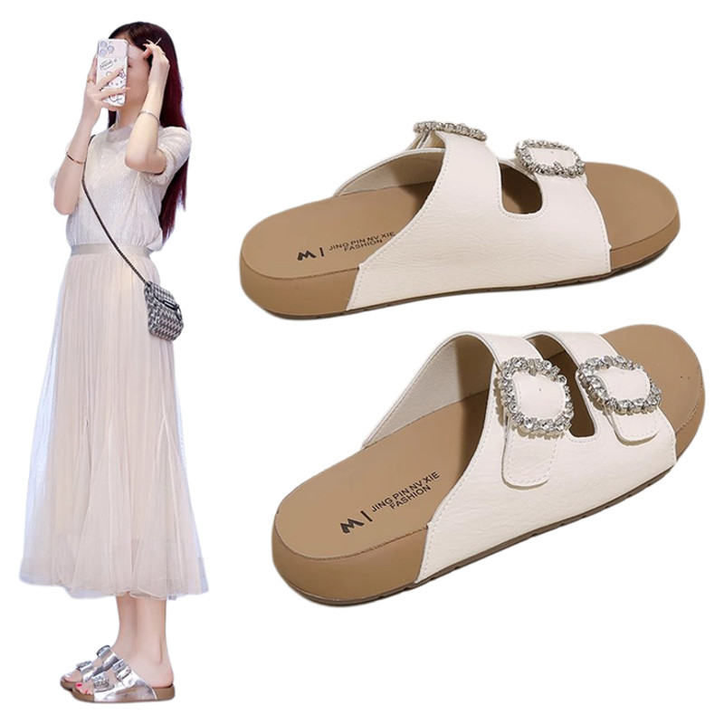 Hue Manila Korean Women's Genuine Leather High Heel Slippers - Summer ...