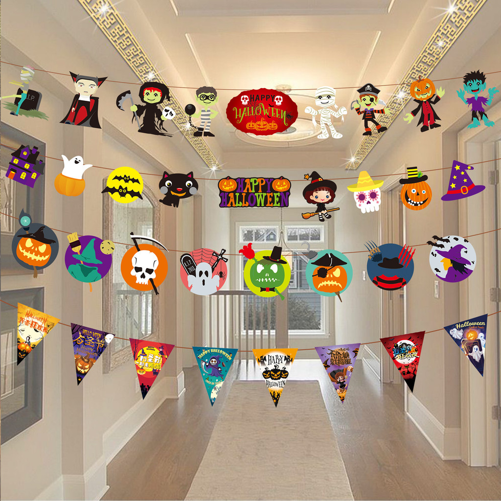 Halloween Banner Decoration Pumpkin Paper Banner Party Supplies Scene ...