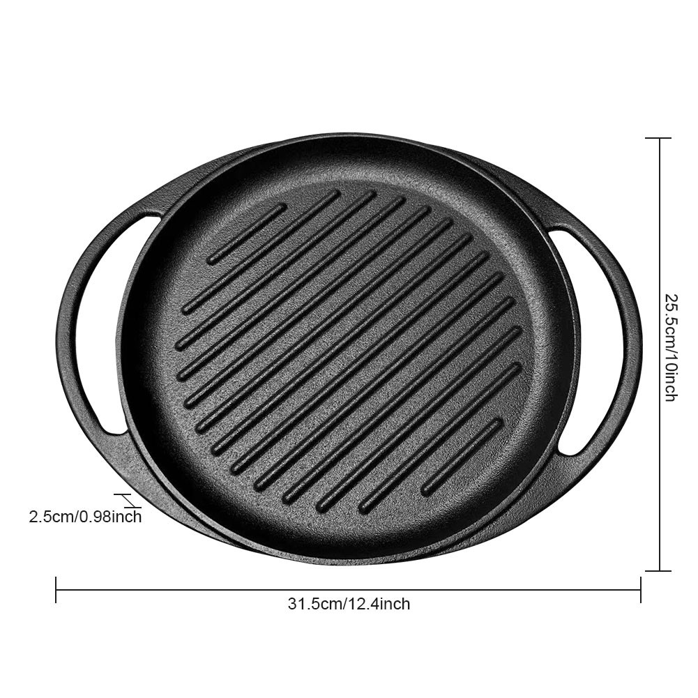【Maynila Delivery】10 Inch Cast Iron Grill Pan Round Frying Pan Non ...