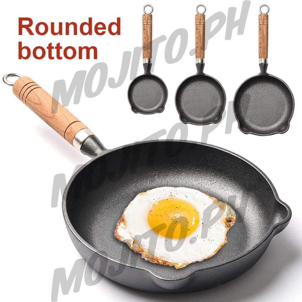 4/6/7.8 Inch Cast Iron Frying Pan Non Stick Chefs Pan with Wood Handle ...