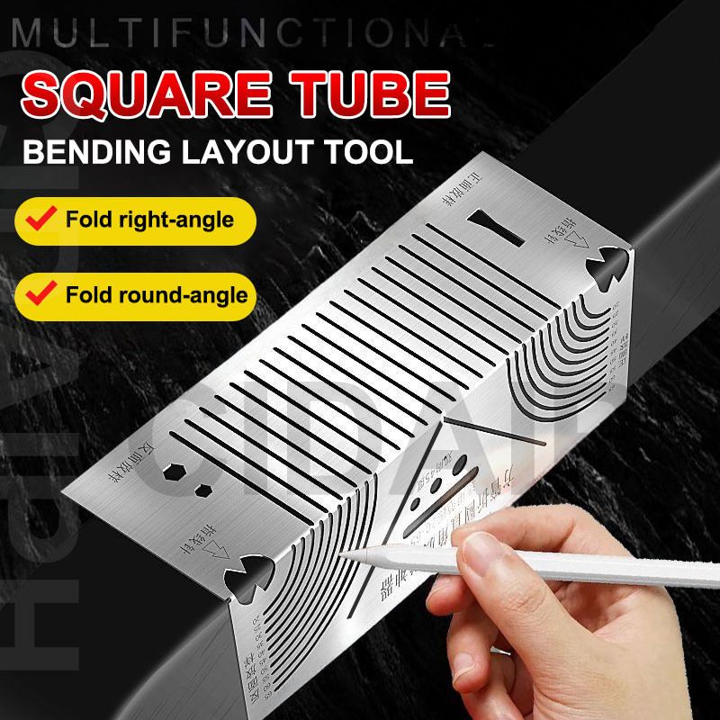 Multi-Function Marking Ruler for Square Tube, Stainless Steel Angle&Arc Scriber Tool DIY (20 ...
