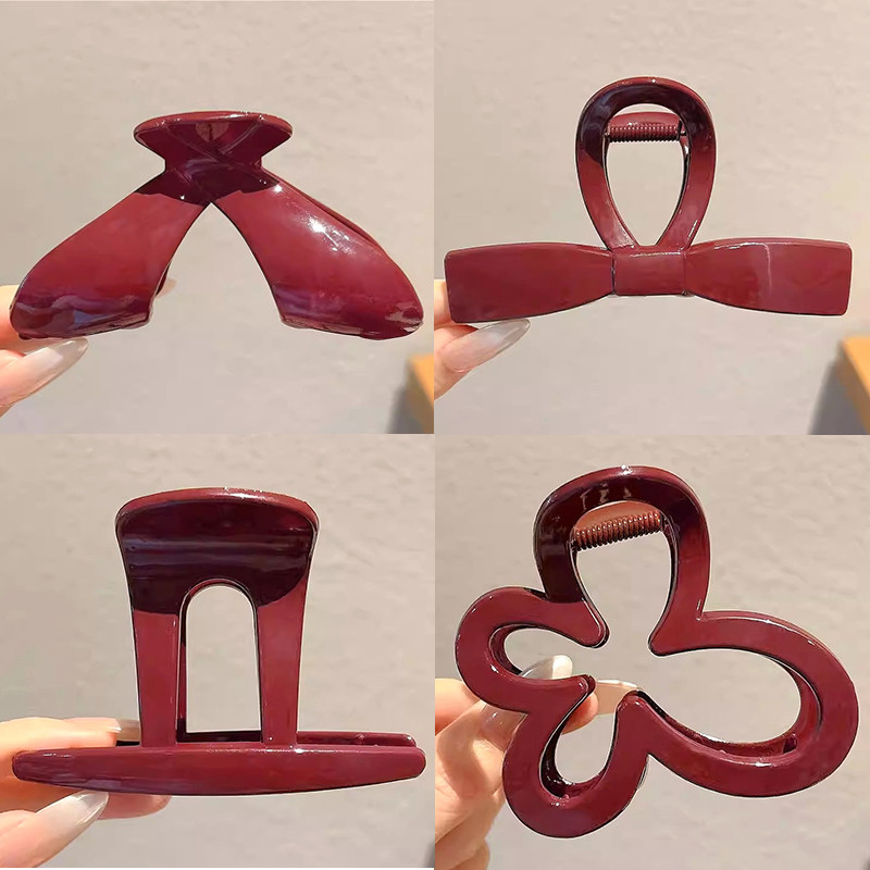 Red Hair Clip for Women Back of Head Half-Up Hair Claw Clip Simple Hair ...