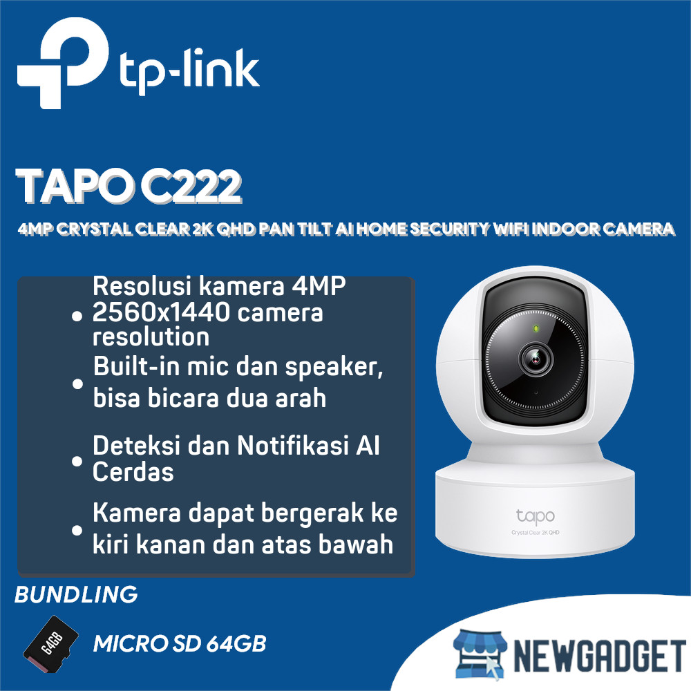 TP-LINK TAPO C222 4MP CRYSTAL CLEAR 2K QHD PAN TILT AI HOME SECURITY 2 WAY AUDIO INDOOR WIFI ...