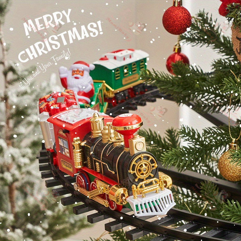 Electric Christmas Train Set Hanging Train Model with Lights Music Kids ...