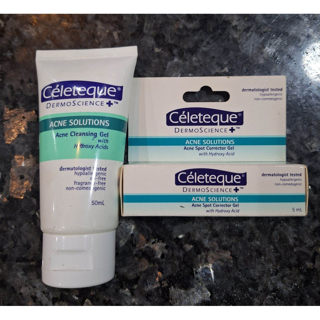 celeteque acne solution cleansing gel 50ml,acne spot corrector gel 5ml ...
