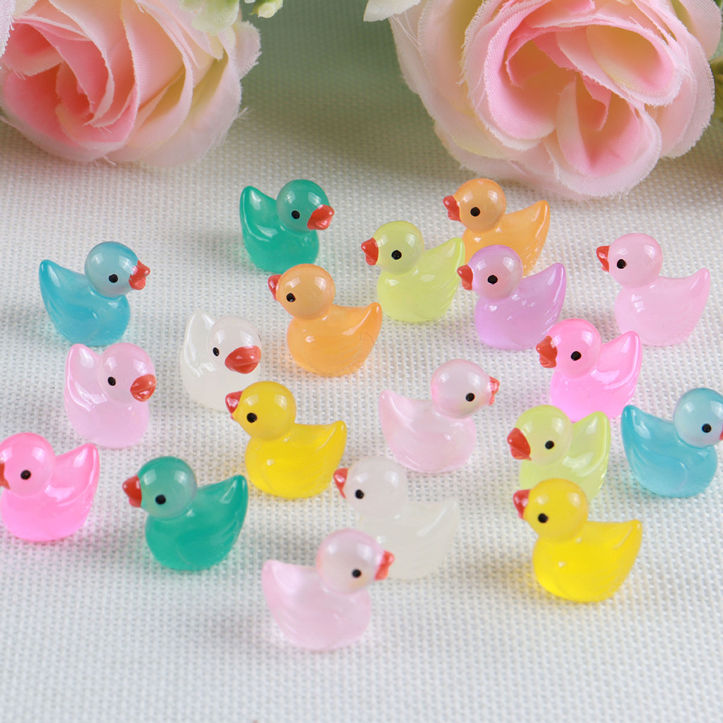100pcs Mini Luminous Ducks Resin Cute Miniature Duck Mini Resin Ducks ...