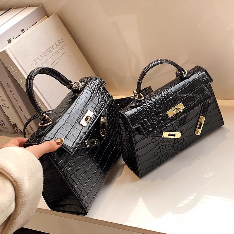 Black Bag 2025 New Style Bag Female Fashion High-End Feel Crocodile ...