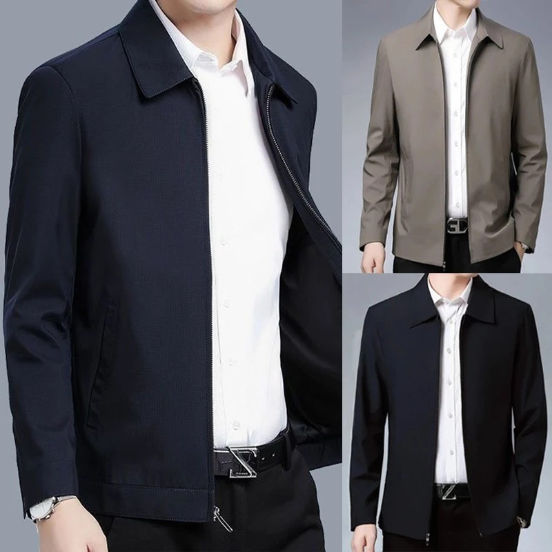 Mens Official Business Jacket for Men with Zipper and Pockets Polo Neck ...