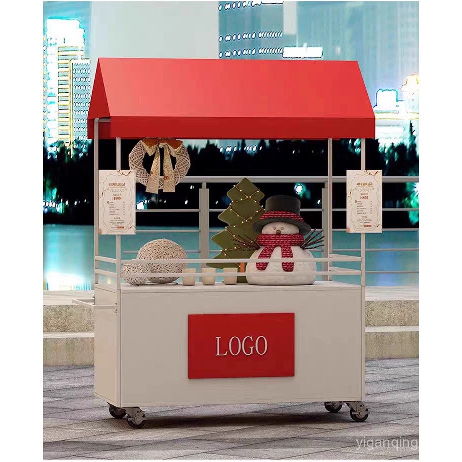 Iron Art Stall Push Cart Mobile Street Food Cart Display Stand Night ...