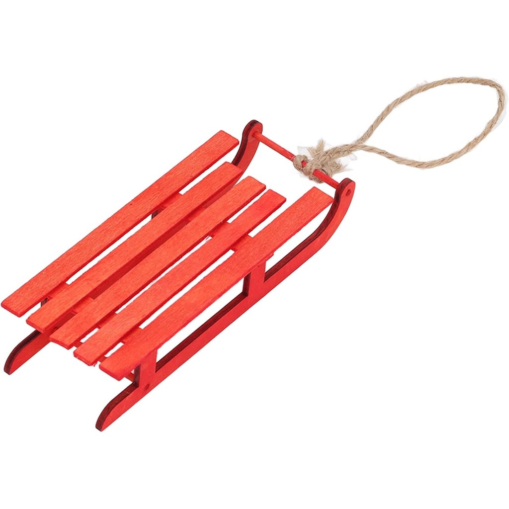 Wooden Sled Model, Christmas Sled Ornament Miniature Wooden Sleigh ...