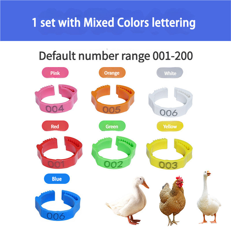 200Pcs Adjustable Chicken Leg Band Tag Identify Ring for Gamefowl Ducks ...