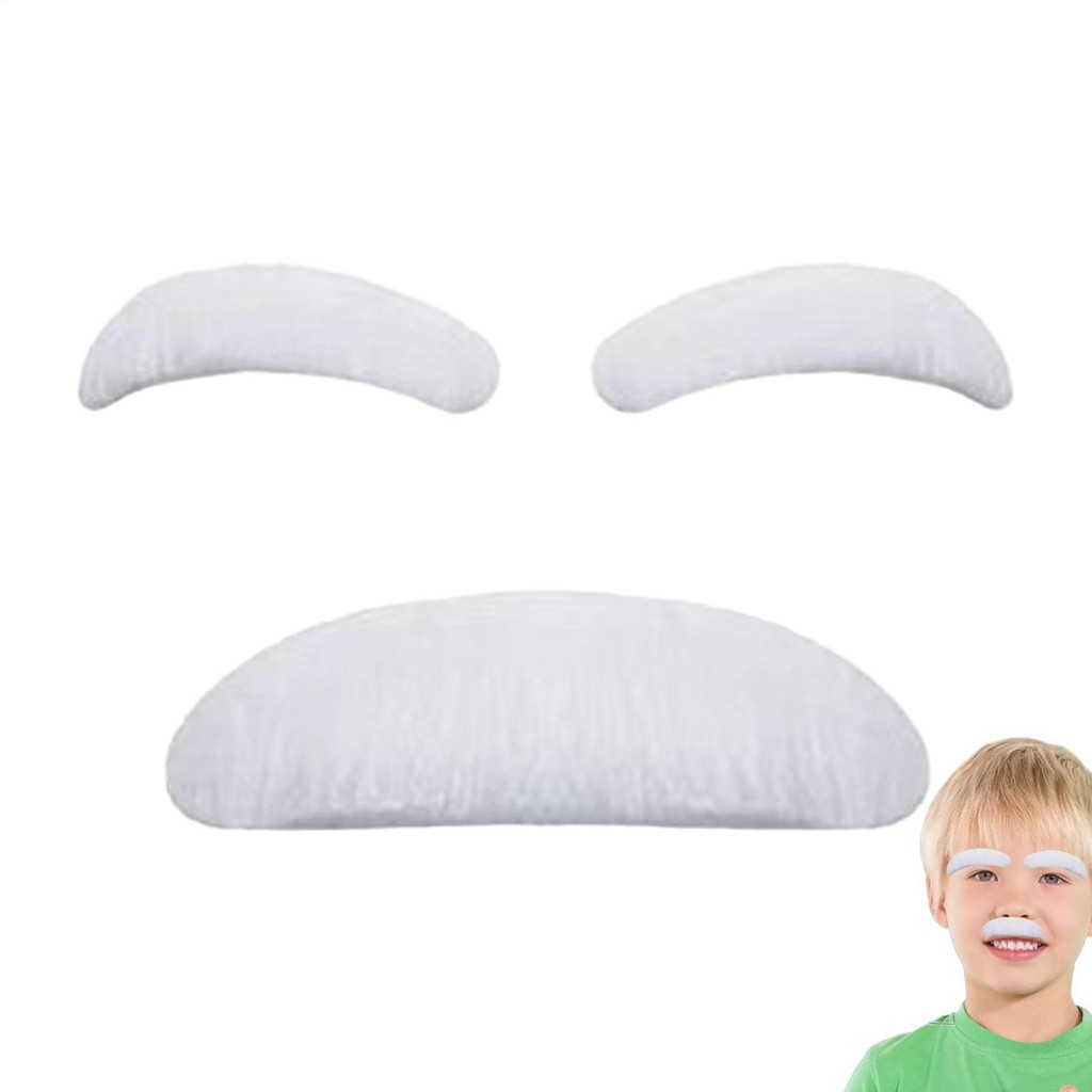 White Mustache and Eyebrows for Kids Fake Mustache and Eyebrows Set ...