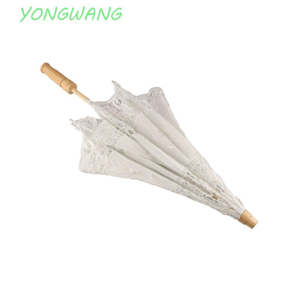 YONGWANG Wedding Lace Umbrella, Cotton Embroidery Floral Prop Umbrella ...