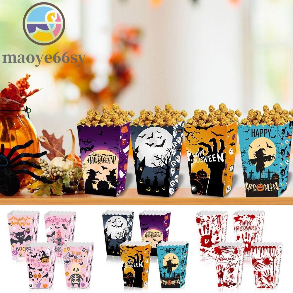 MAOYE66SY 4pcs Halloween Popcorn Box, Pink Blood Hand Ghost Candy Snack ...