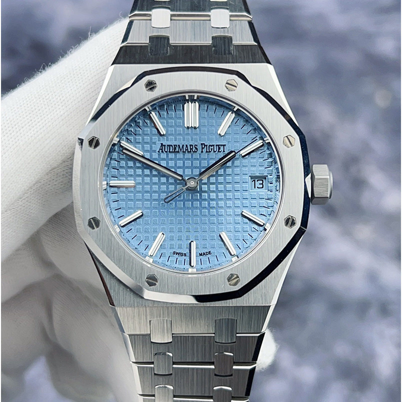 Aibi Royal Oak New Style 15550ST Ice Blue Disc Calendar Stainless Steel ...