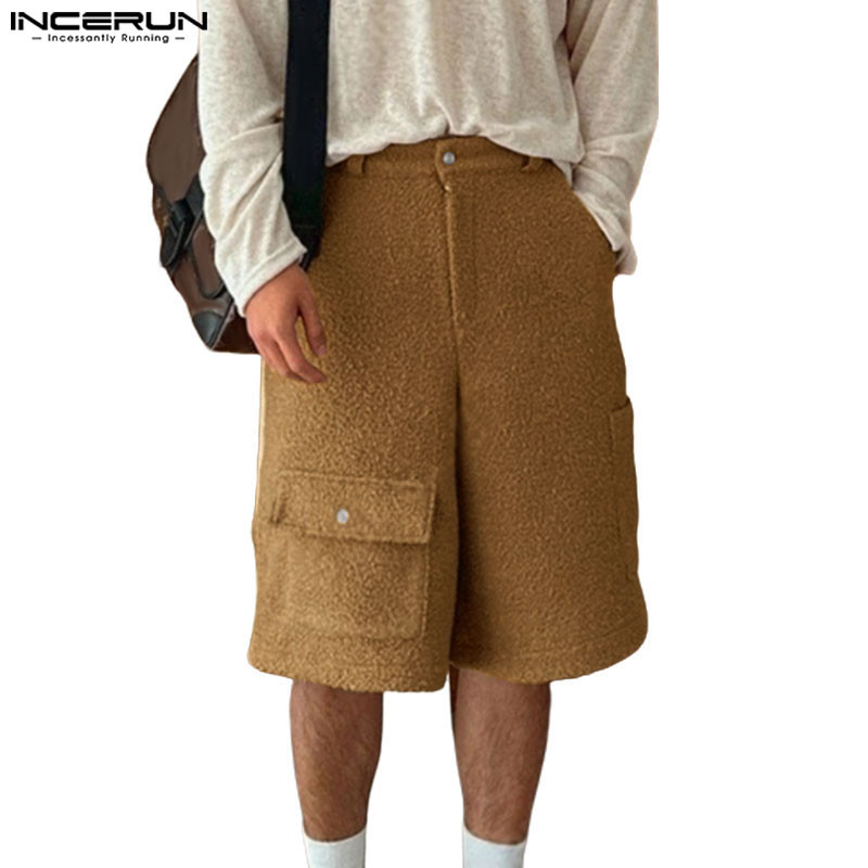 INCERUN Men Korean High Quality Front Button Teddy Fleece Textured ...