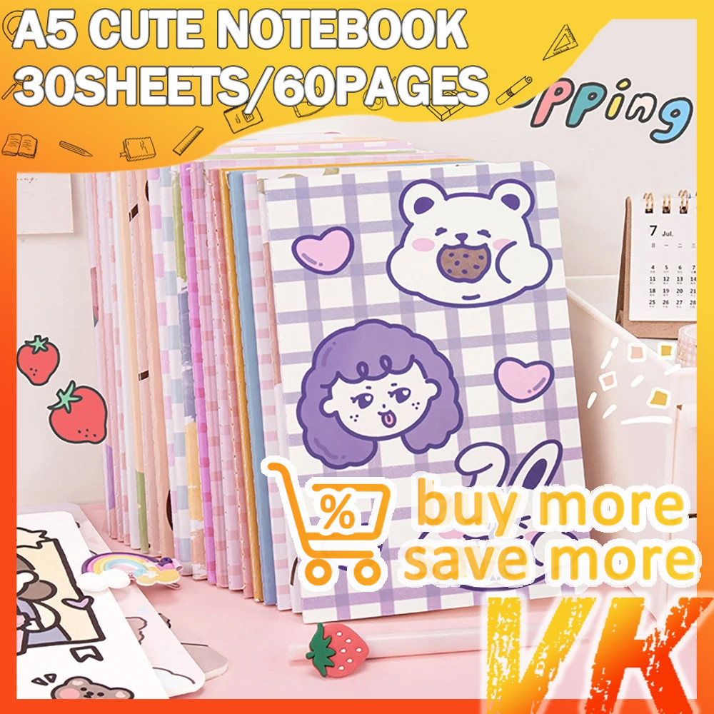VK Cute Cartoon A5 Notebook 30Sheets Kawaii Planner Notebooks Time ...