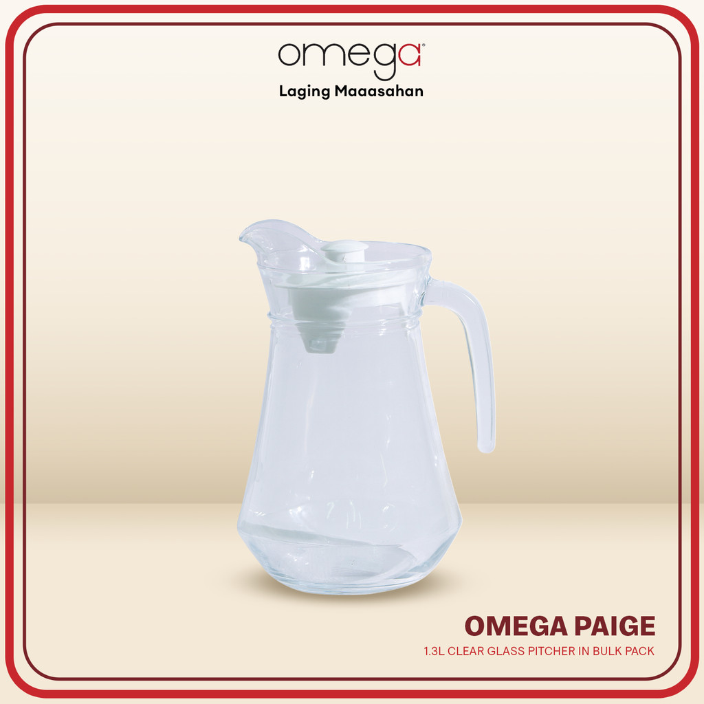 Omega Houseware Paige 1.3 L High Quality Clear Glass Pitcher Dishwasher ...