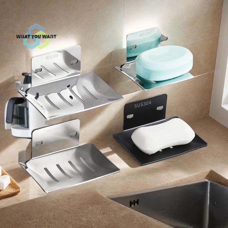 304 Stainless Steel Soap Dishes Self-adhesive Wall Mounted Bathroom ...