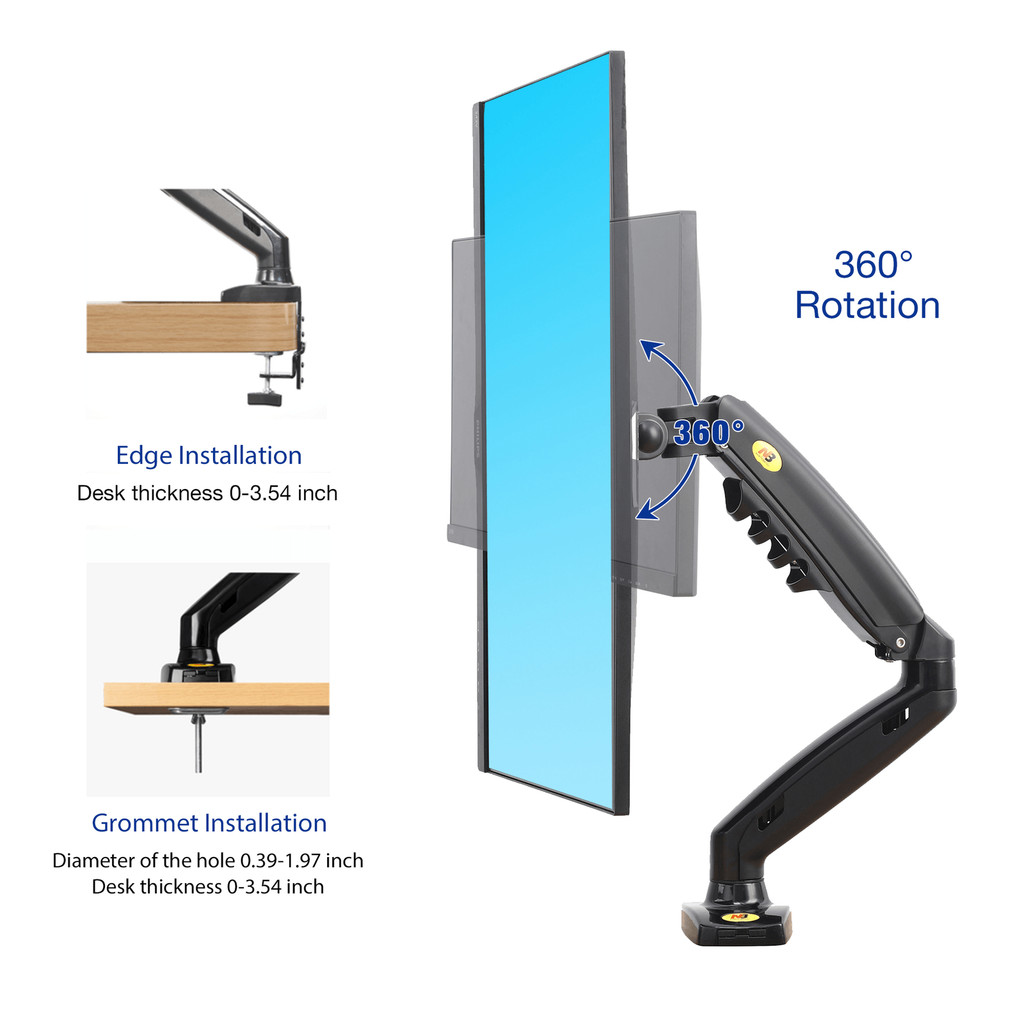 North Bayou F80 17"-30" Monitor Arm Full Motion Swivel Arm with Gas ...