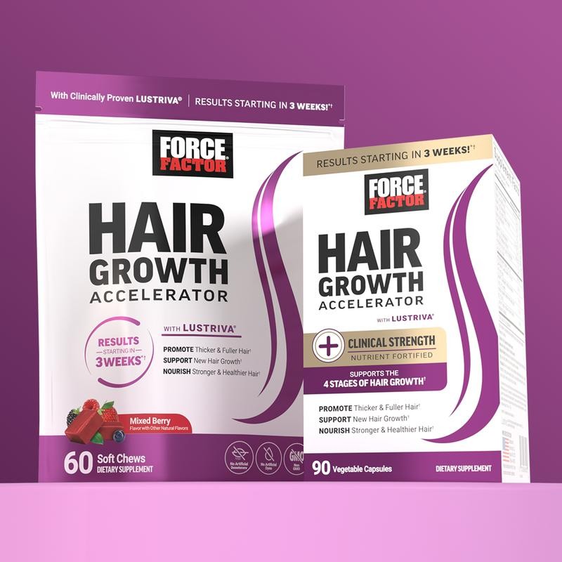 Force Factor Hair Growth Accelerator with Clinically Proven Lustriva to ...