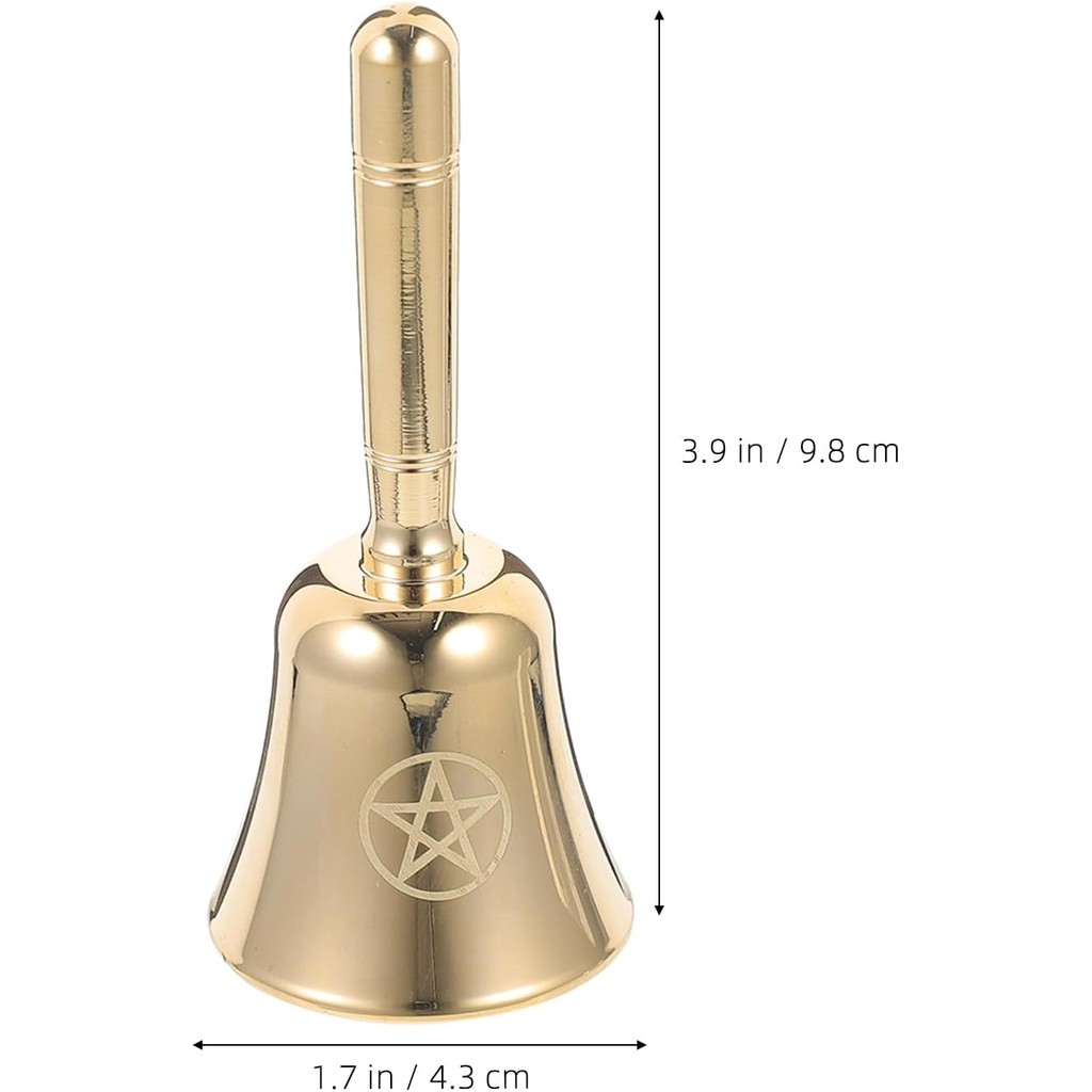 Uonlytech Pentagram Chalice Brass Bells Handheld Bell for Ritual Tarot ...
