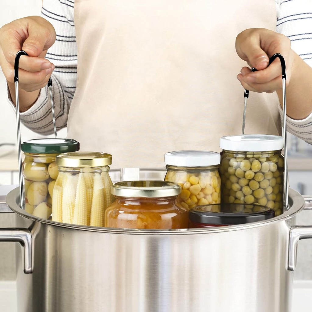 KORCCI 12in Stainless Steel Canning Rack with Contour Handles, Holds 7 ...