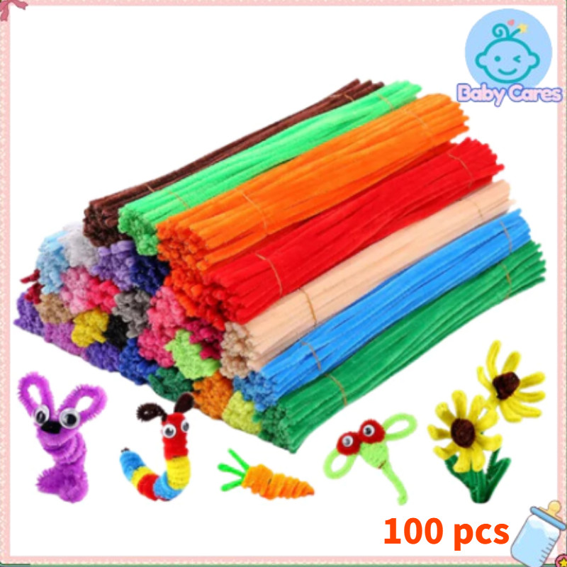 100pcs Colorful Fuzzy Wire for DIY Handicraft Fluffy Stems Twist ...