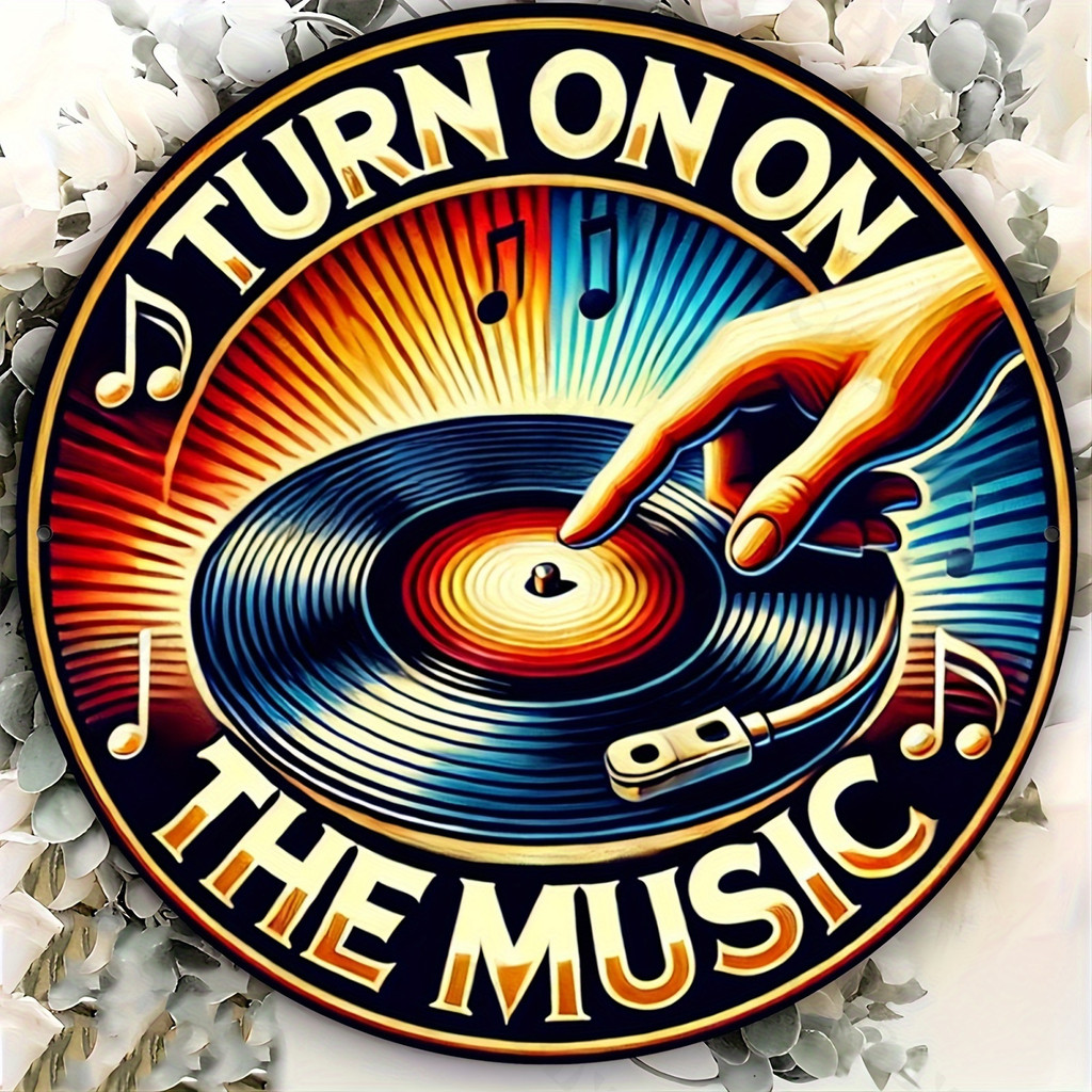 2D Retro Music Player Aluminum Sign, 8x8 inch Vintage Vinyl Record Art ...