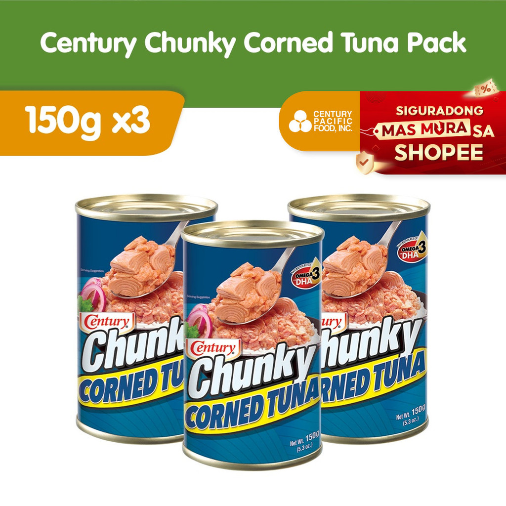 Century Chunky Corned Tuna 150g (Pack of 3) - Protein, Omega 3 DHA, No ...