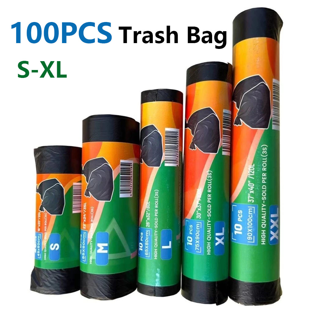 50PCS Black Trash Bag Garbage Bag (Small/Medium/Large/XL) Thickened And ...