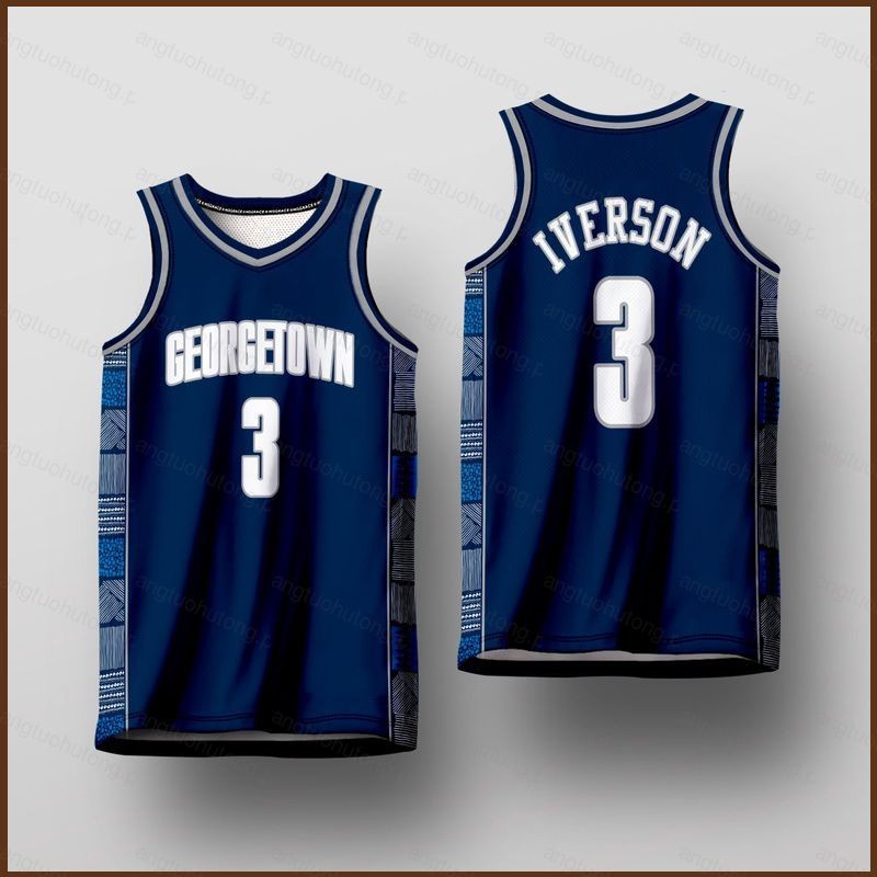 HT1 IVERSON GEORGETOWN Basketball Jersey Sports Vest Plus Size Unisex ...