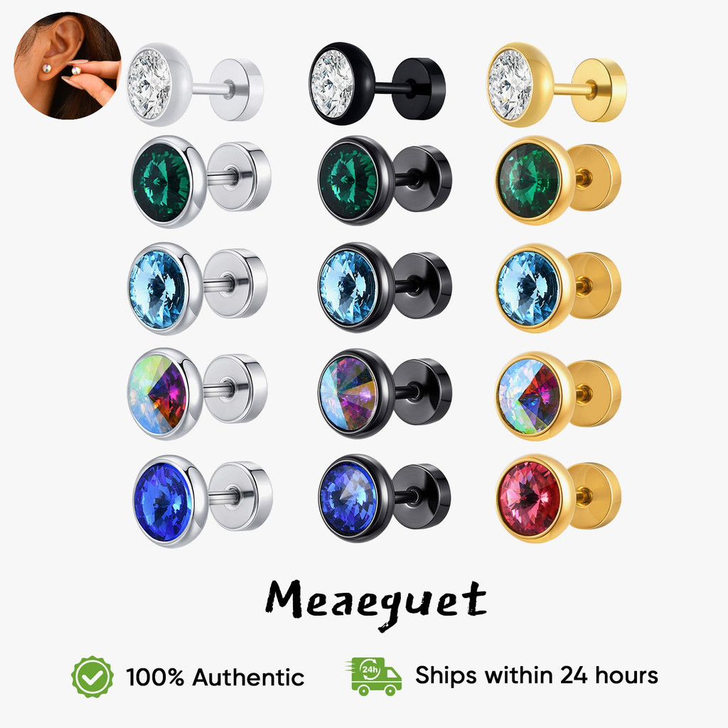 Green Colored Zircon Earrings Black Gold Silver Stainless Steel