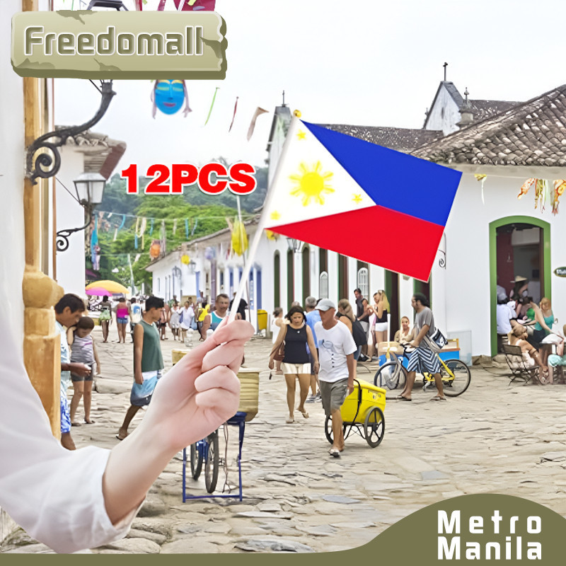 Philippine Flag With Stick Mini Flaglets Hand Waving Flag 12Pcs/set ...