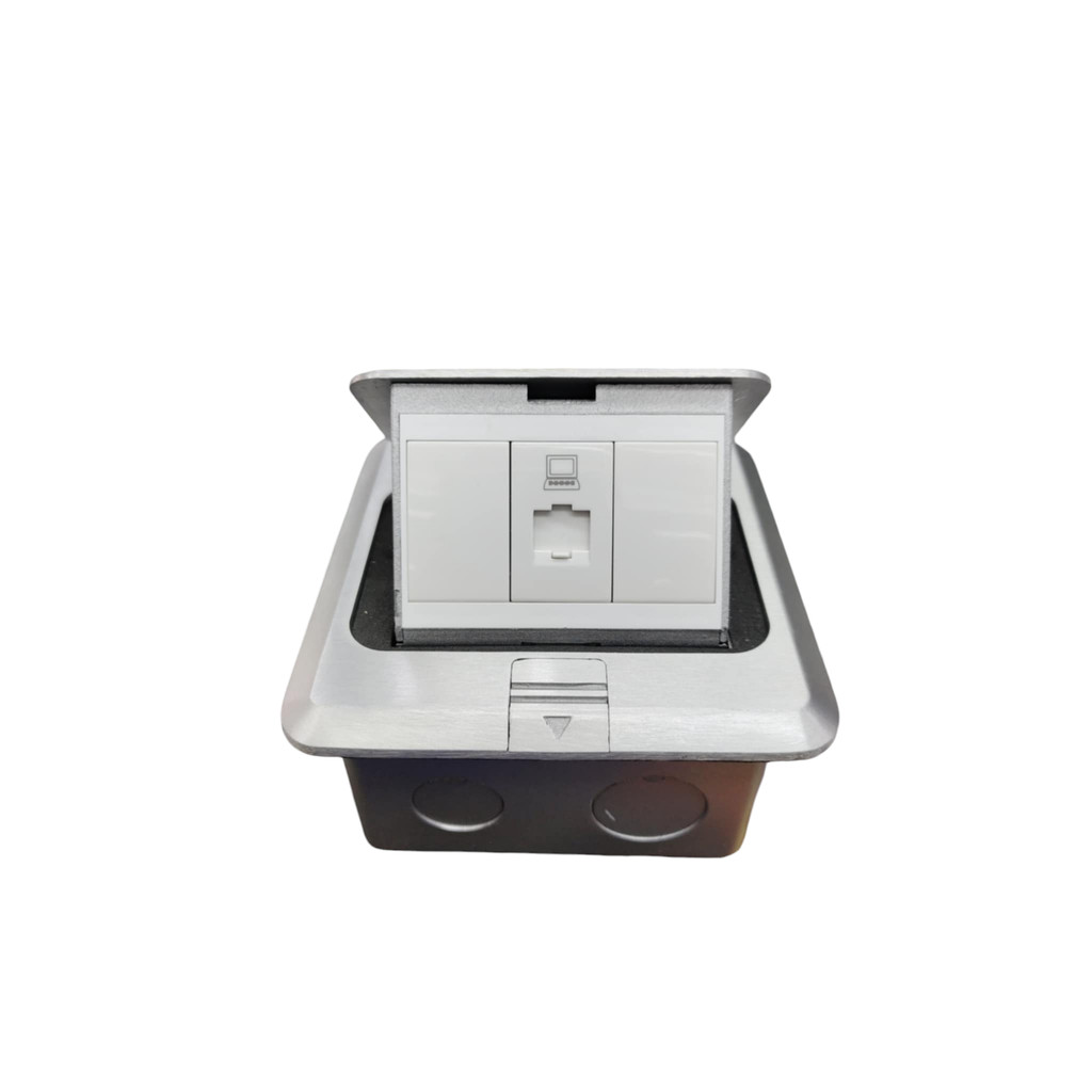 T&J Floor Outlet Pop-up 1 Gang CAT6 Outlet with Metal Utility Box Pop ...