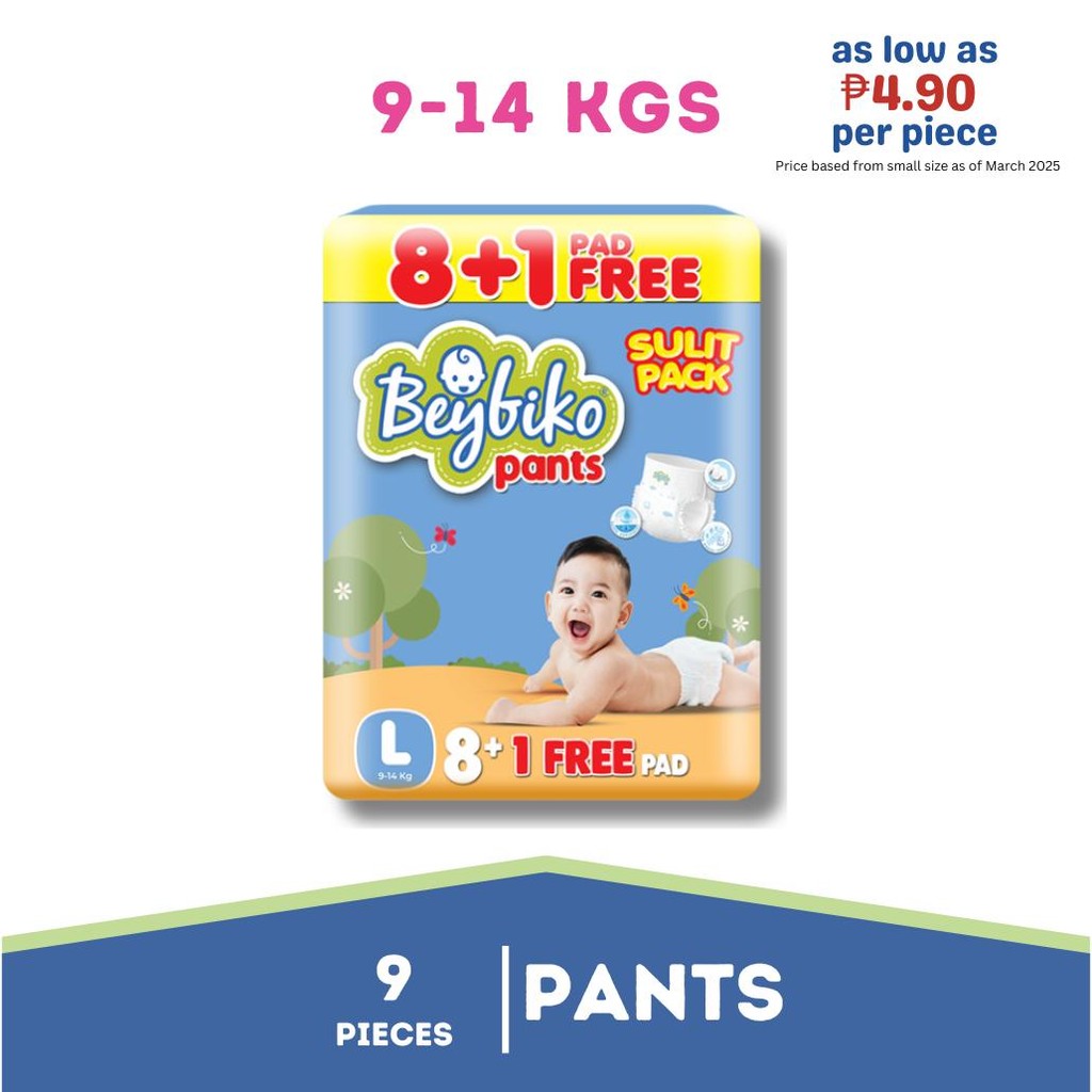 Beybiko Diaper Pants L (9-14KG) 8+1 FREE PAD | Shopee Philippines