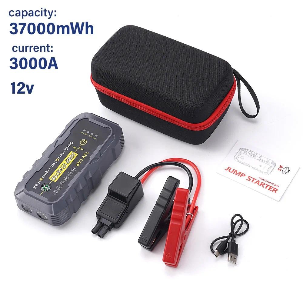 12V Emergency Power Battery Starter Charger 3000A 37000mWH For 12V ...