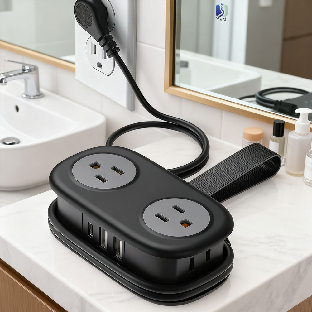 Small Travel Power Strip With 4ft Extension Cord Multi-Outlet Surge ...