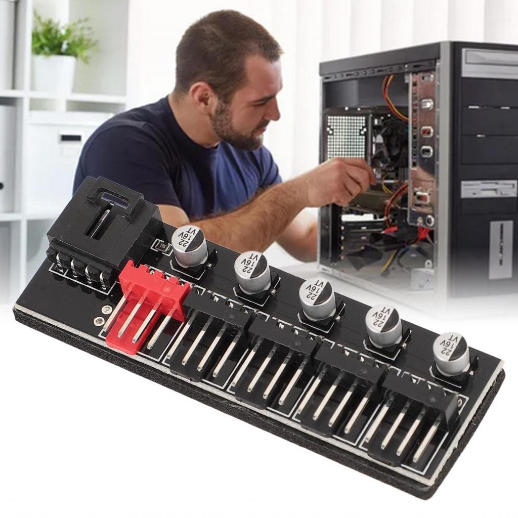 Ffggg 4Pin Chassis Fan Hub 5 Way PC Case Cable Control PWM Controller ...